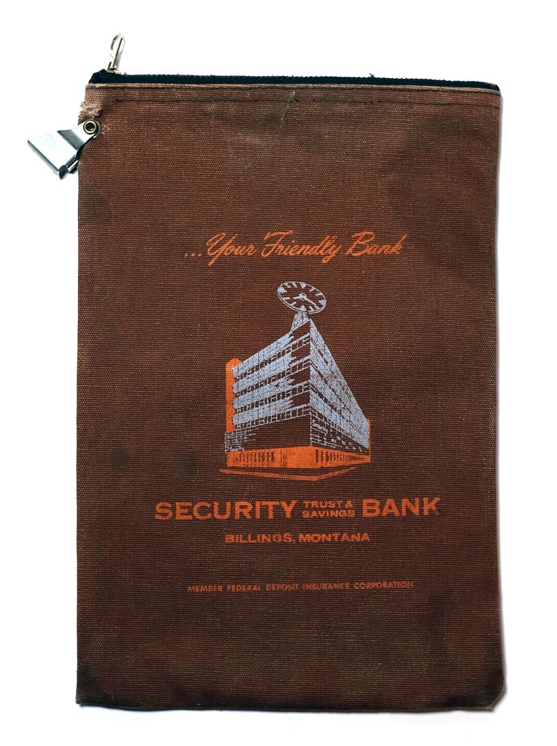 Security Bank Billings Mt. 1950s bank bag | Vintage-Haberdashers Blog